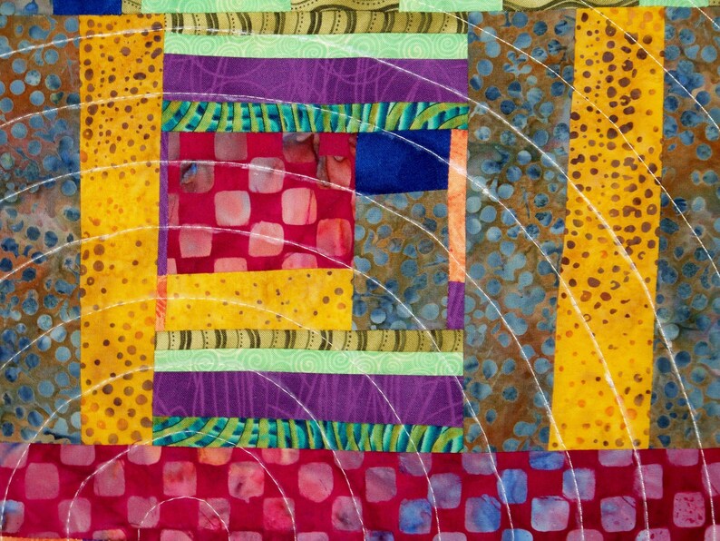 Stripes and Squares Colorful Art Quilt - Etsy