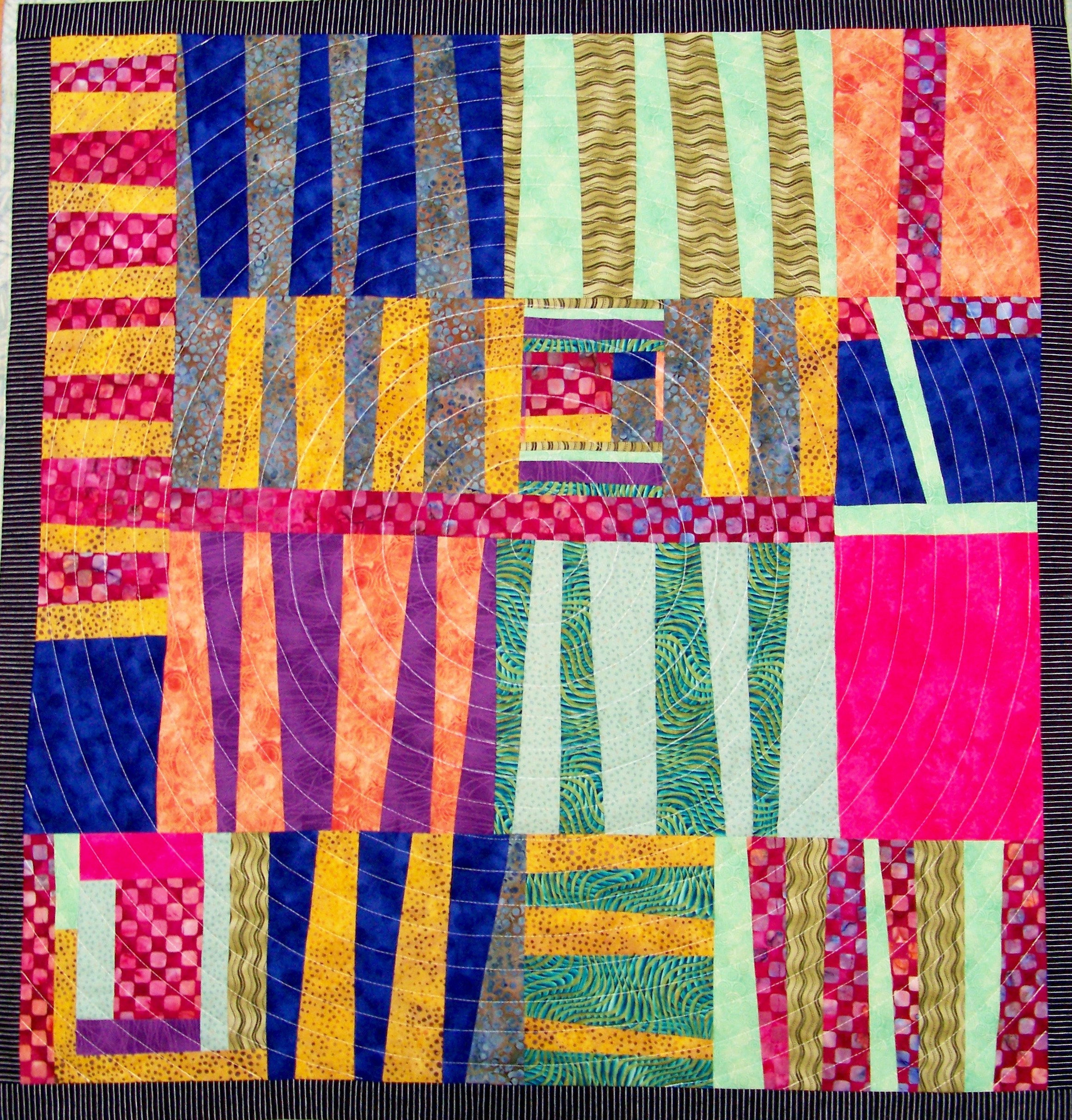Stripes and Squares Colorful Art Quilt - Etsy