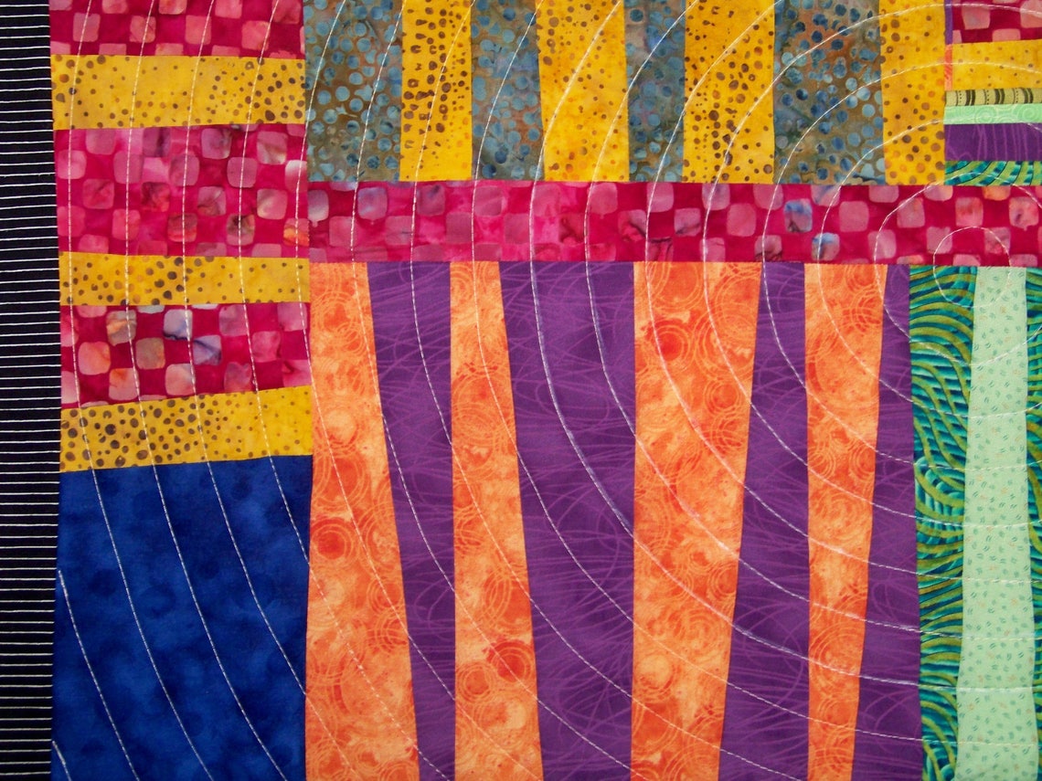 Stripes and Squares Colorful Art Quilt - Etsy