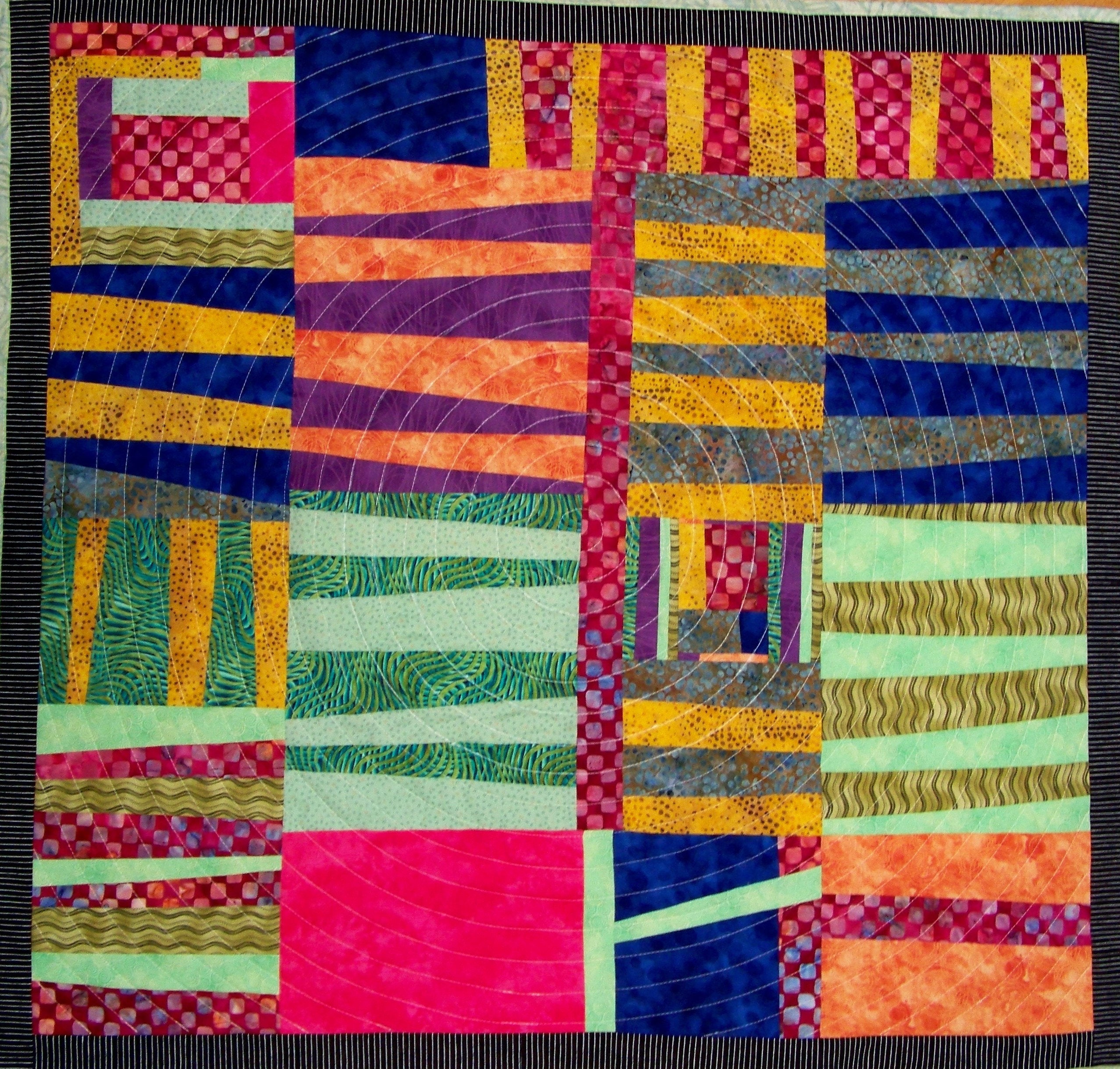 Stripes and Squares Colorful Art Quilt - Etsy
