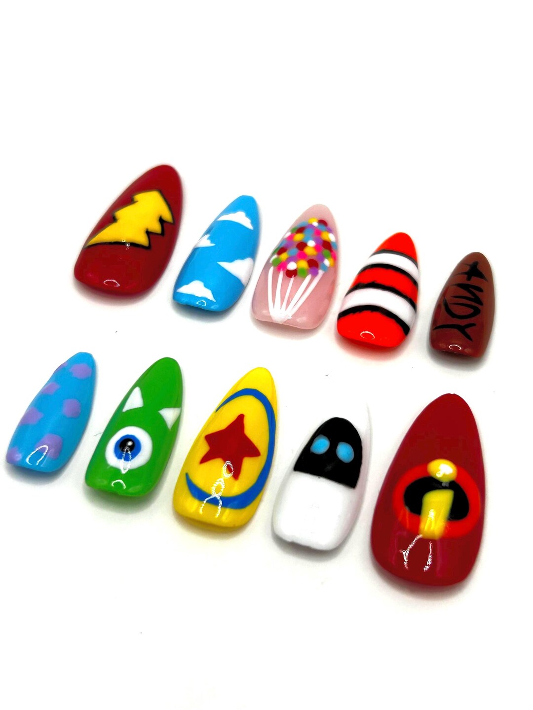 Pixar Themed Gel Press on Nails - Etsy UK
