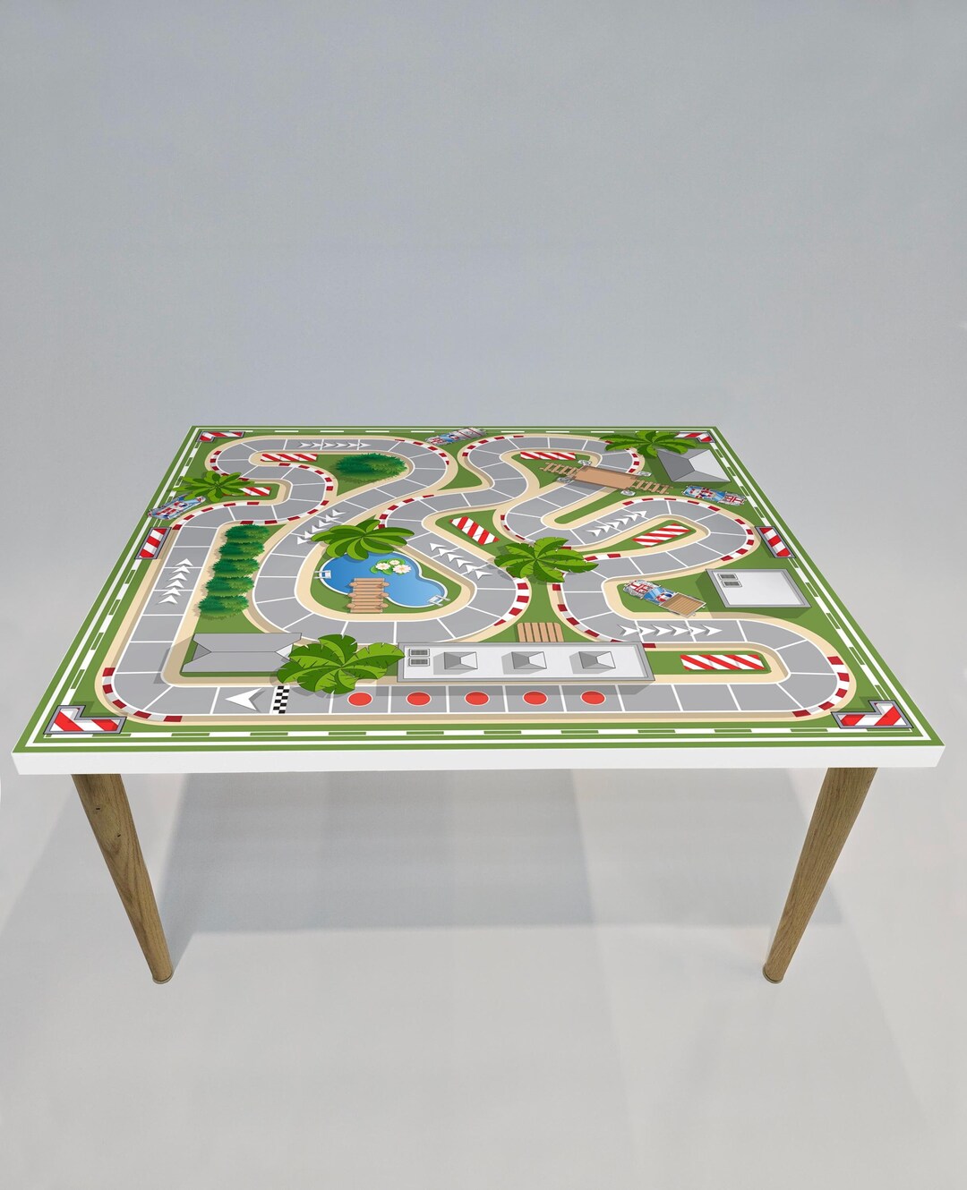 Kids' Table With Road Track for Toy Cars, Play Table With Race Track ...