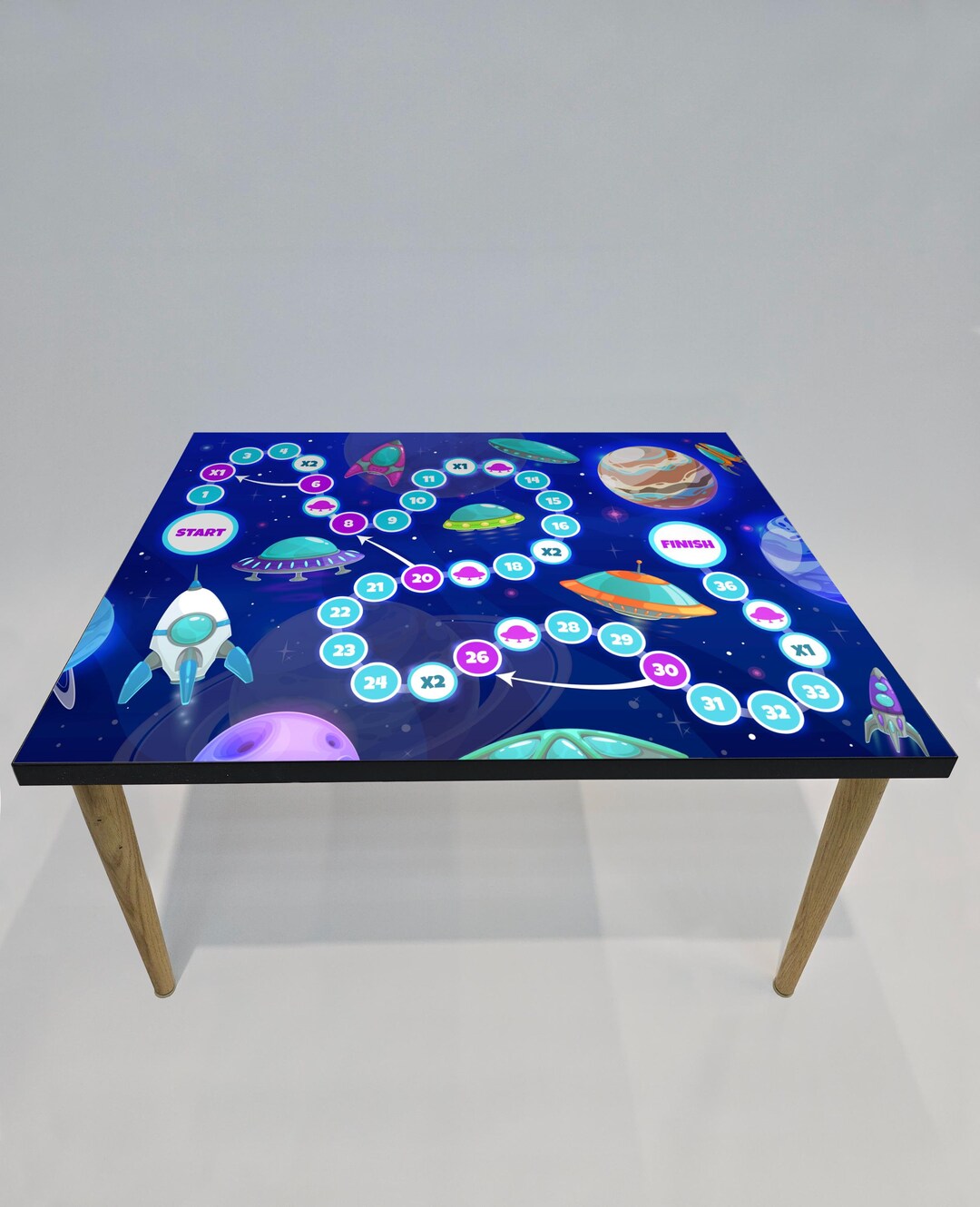 Kids' Table With Game Board for Strategy Games, Play Table With Pieces ...