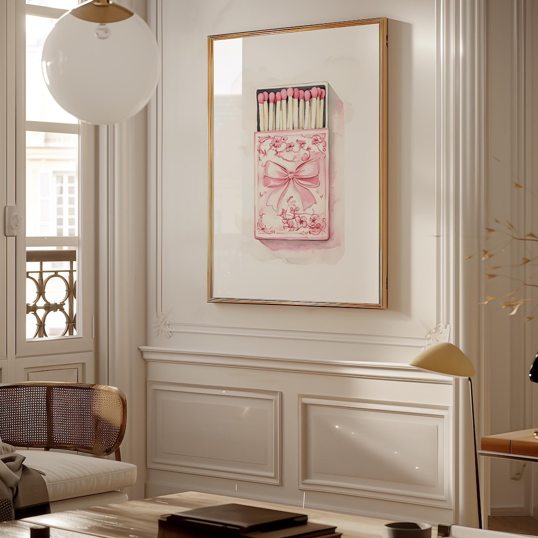 Pink Matchbox Print With Coquette Bow Design | Toile Accents Printable ...