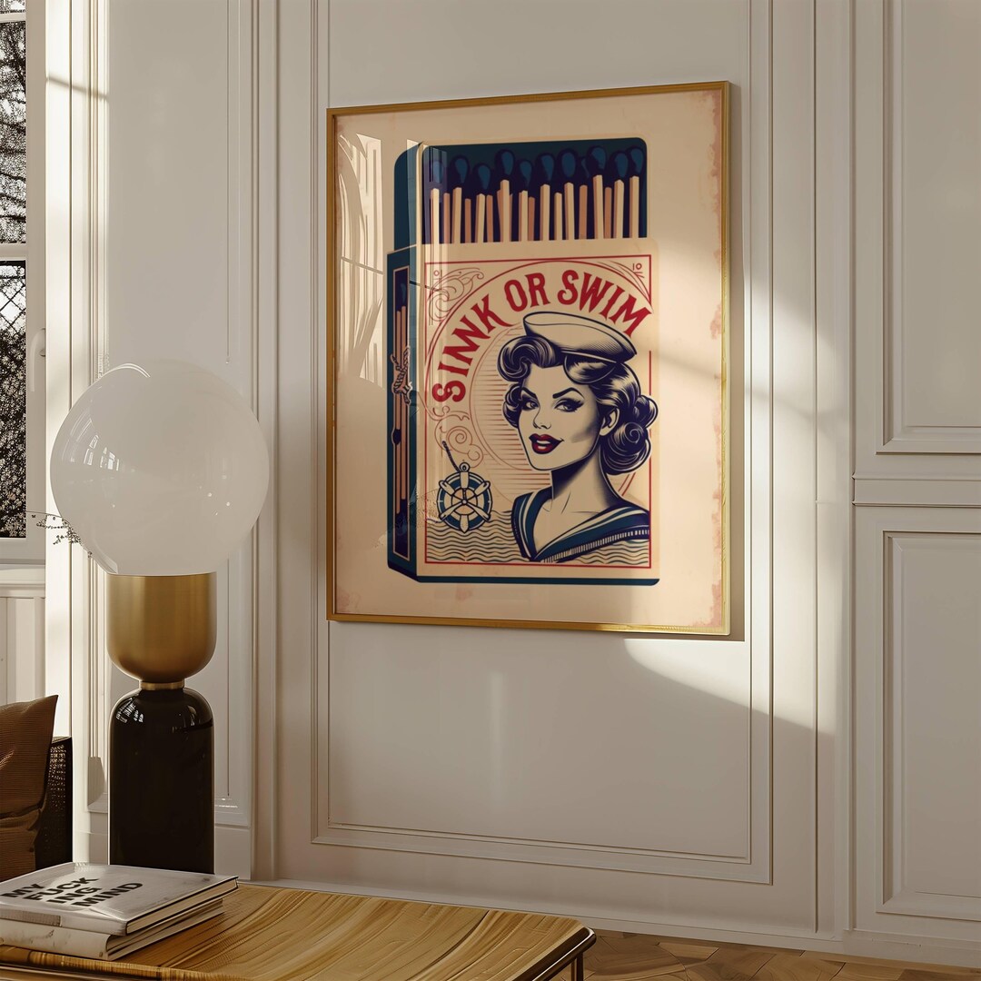 Vintage Sailor Pin up Girl Poster: Nautical Matchbook Art - Etsy