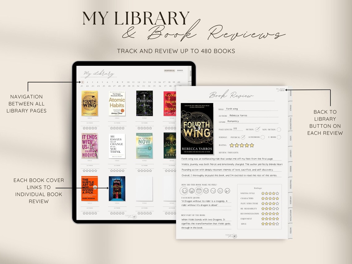 Digital Reading Journal Reading Log Book Tracker and Reading Planner ...