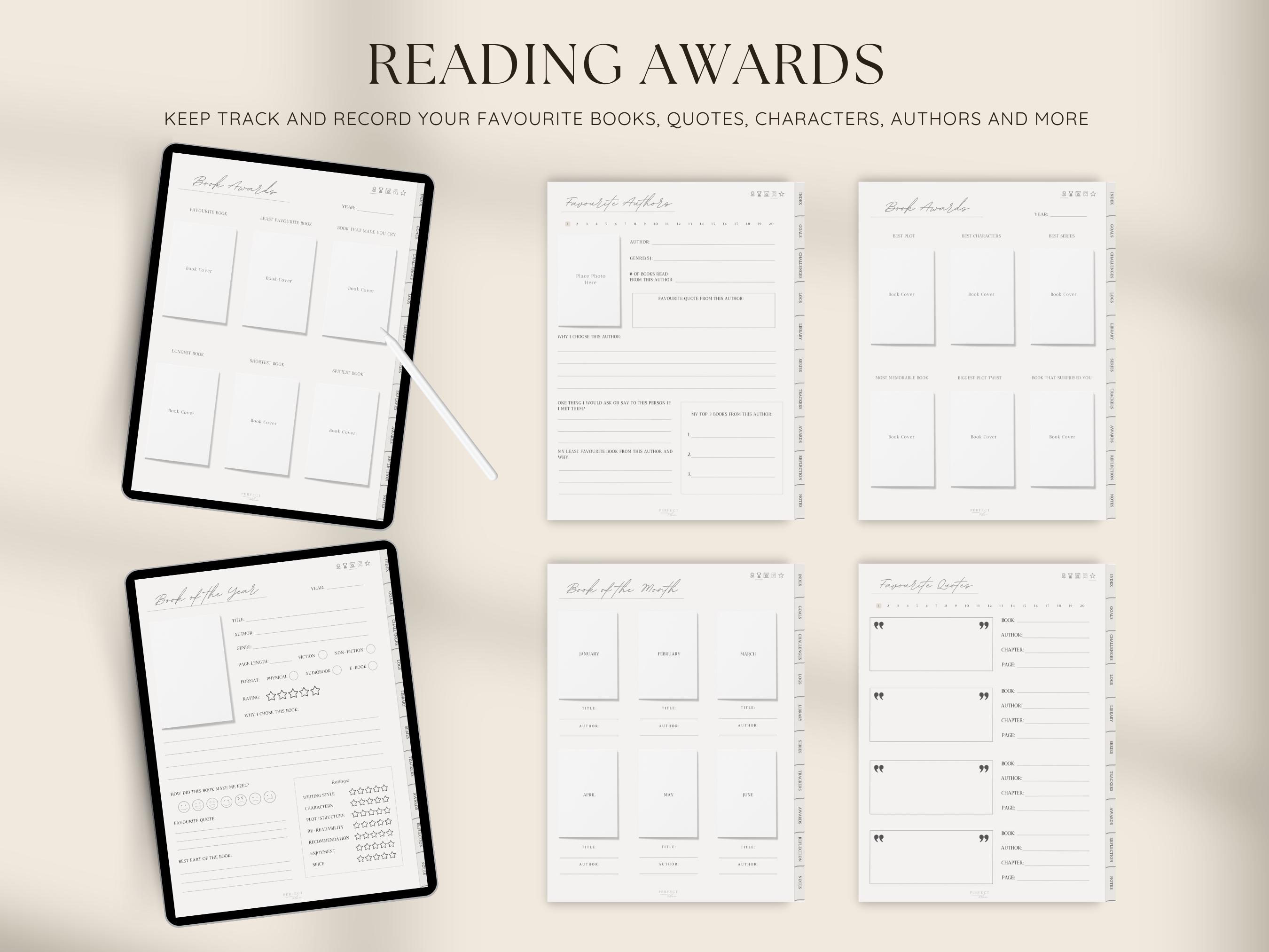 Digital Reading Journal Reading Log Book Tracker and Reading Planner ...