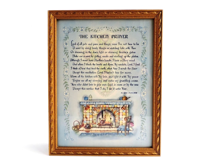 Vintage "the Kitchen Prayer" by Klara Munkres Motto Print | Gold Framed ...