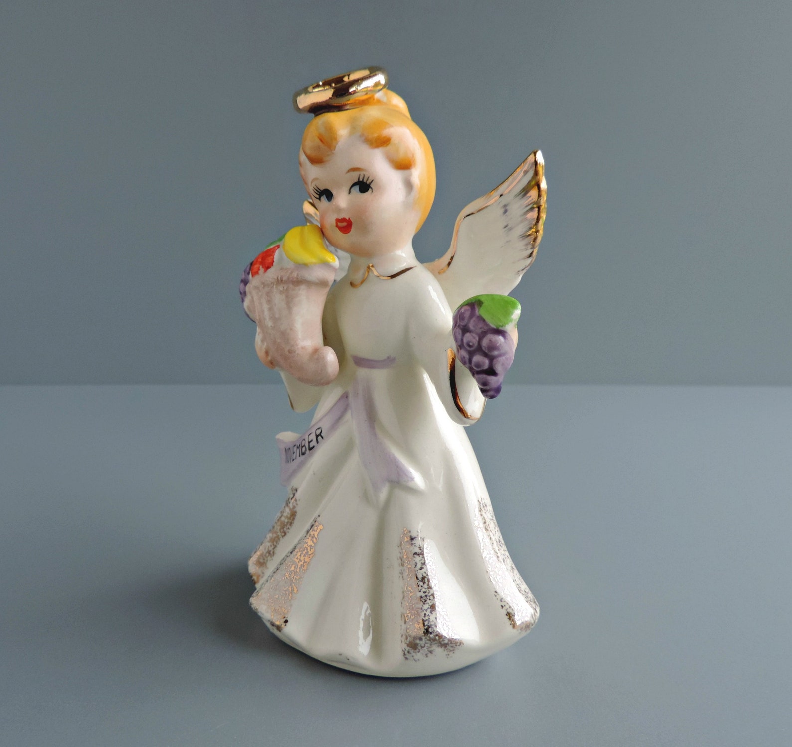 Vintage November Angel Figurine Birthday Girl Fruit - Etsy