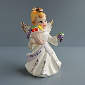 Vintage November Angel Figurine Birthday Girl Fruit - Etsy