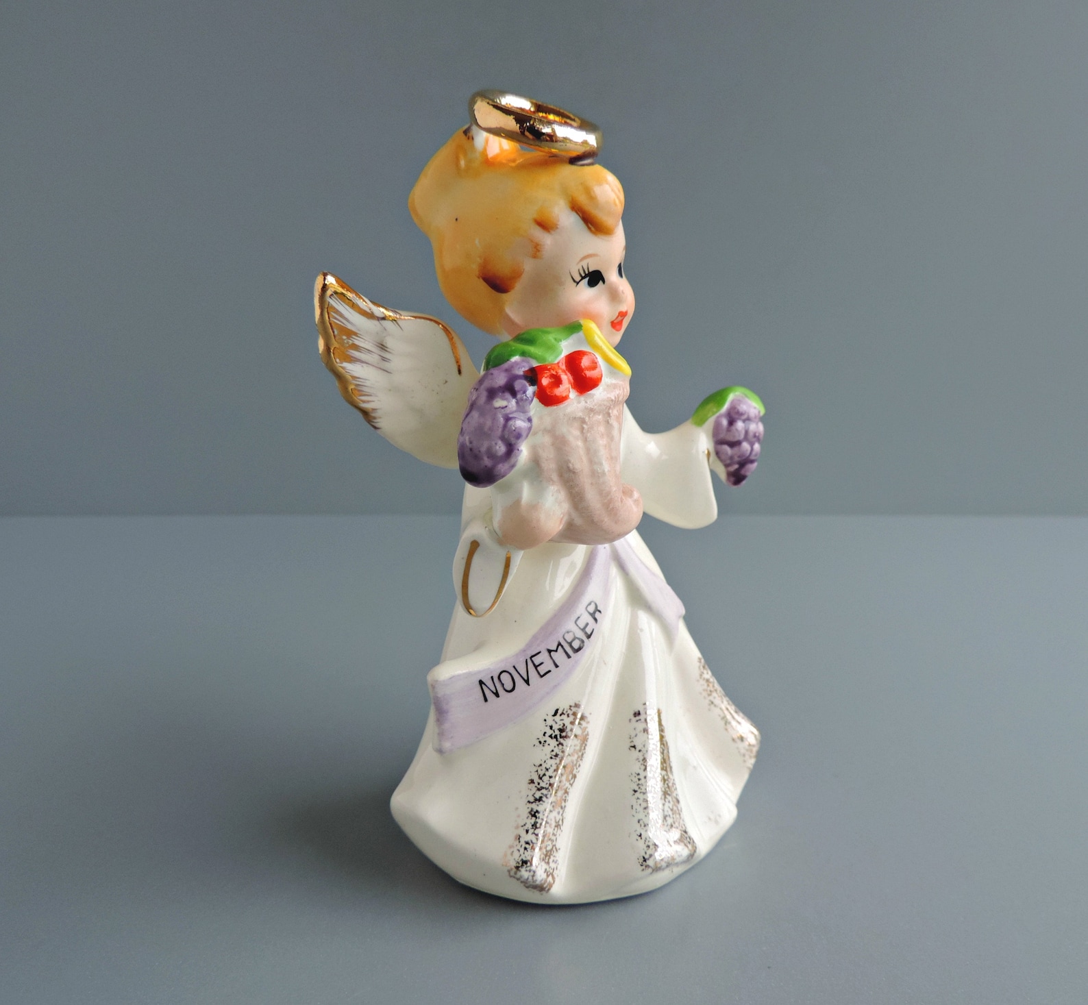 Vintage November Angel Figurine Birthday Girl Fruit - Etsy