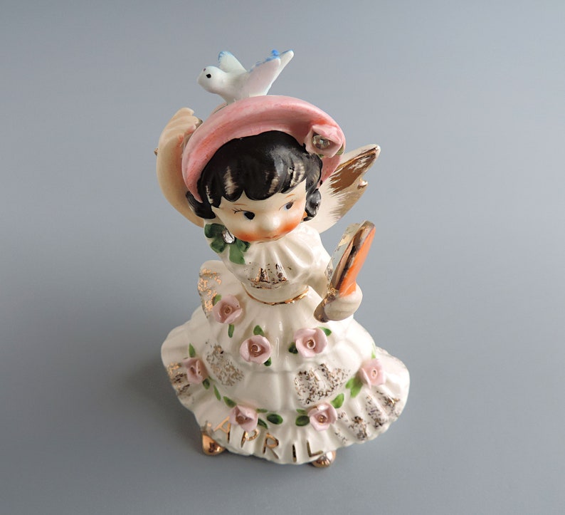 Vintage Lefton April Angel With Bluebird Figurine 1987J - Etsy