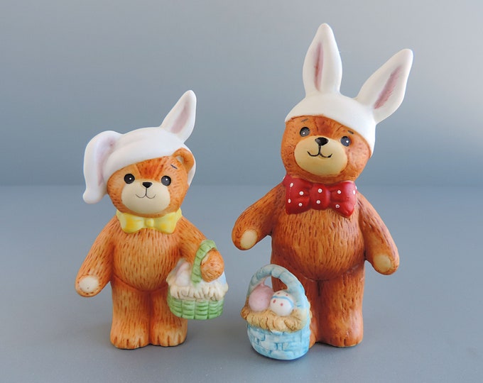 Vintage Enesco Lucy and Me Teddy Bear Easter Bunny Figurine Set of Two ...