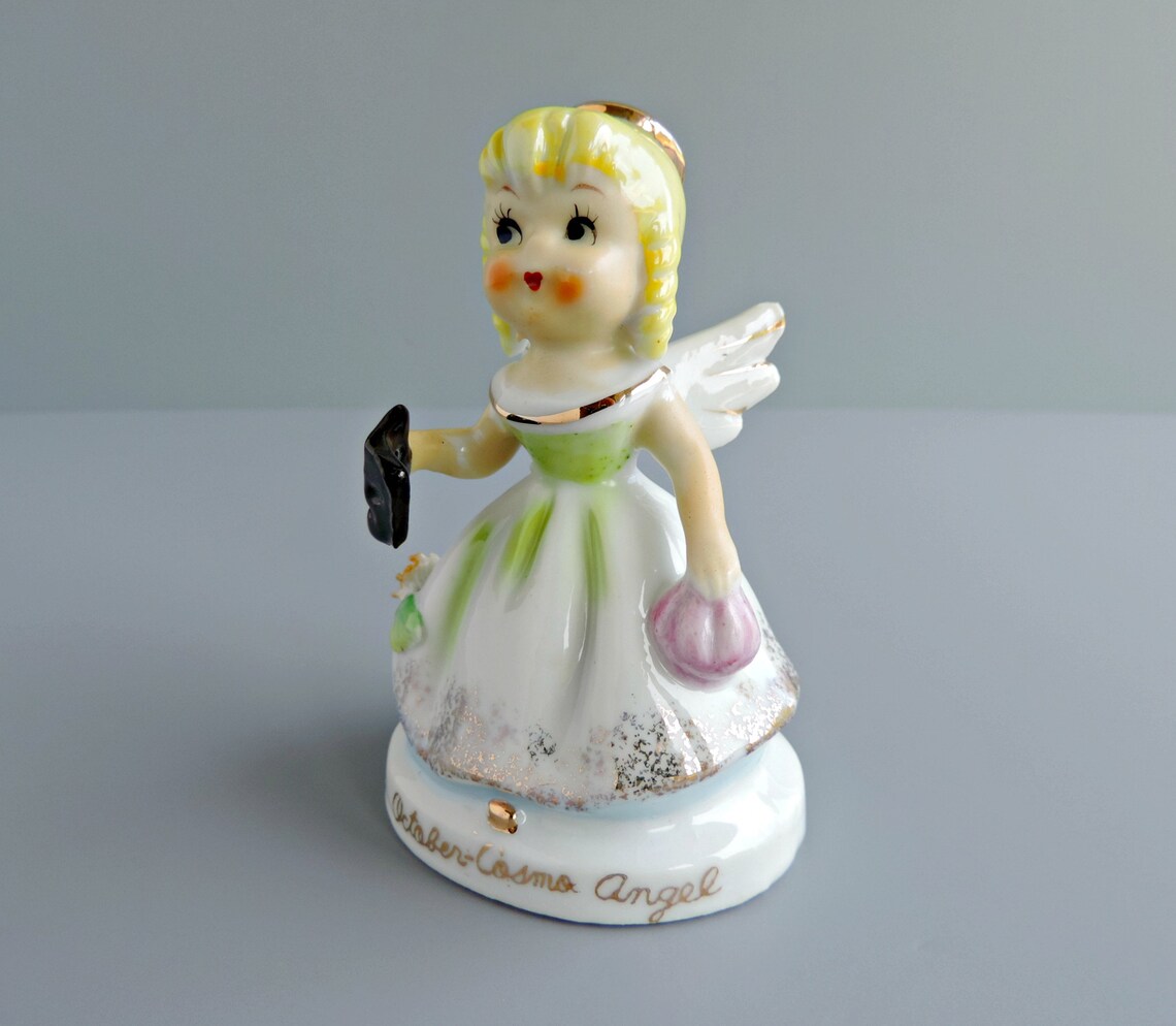 Vintage Enesco October Angel of the Month Figurine Birthday | Etsy
