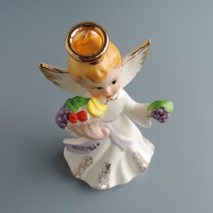 Vintage November Angel Figurine Birthday Girl Fruit - Etsy