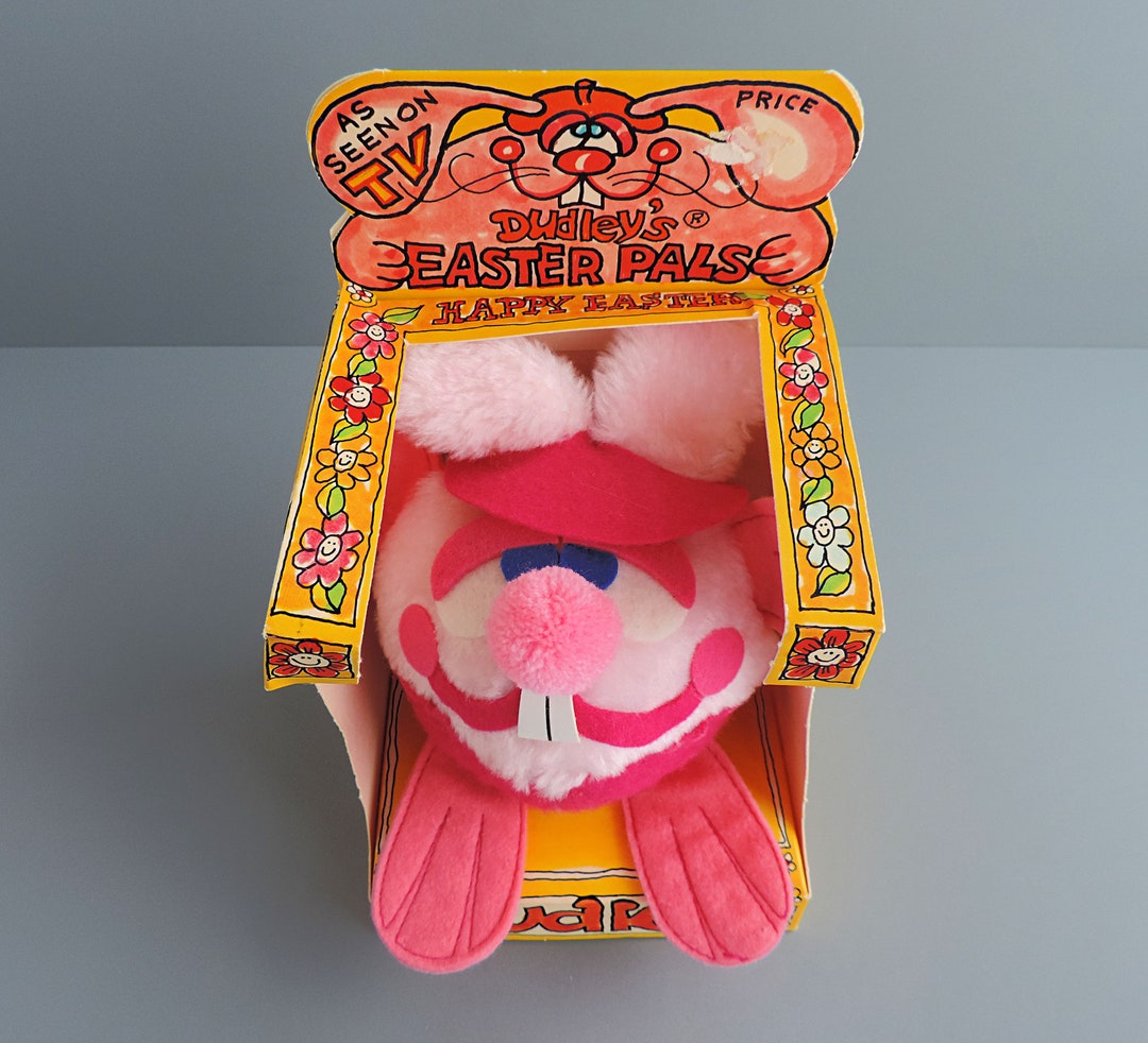 Vintage Dudley Easter Bunny Rabbit in Original Package Pink Stuffed ...