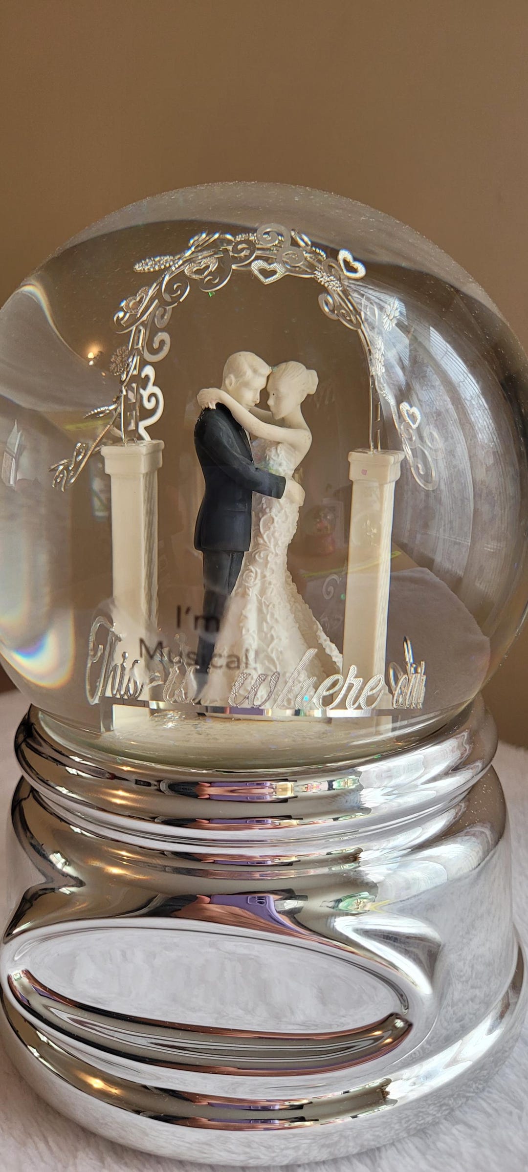 Musical Wedding Water Globe: Dancing Couple, Silver Hearts - Etsy