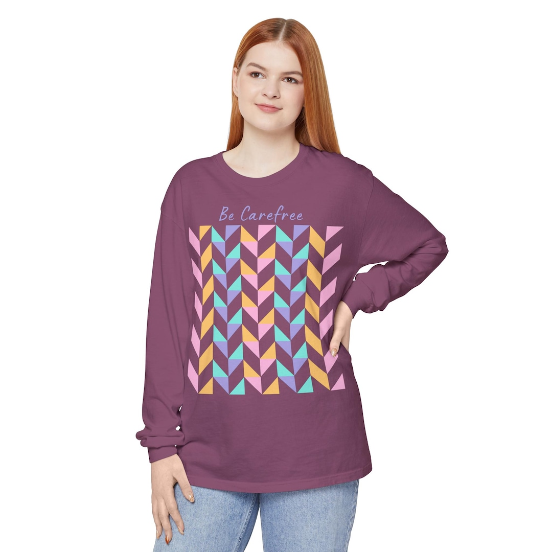 Braless, No Bra, Comfort Colors, Colorful Shapes, Long Sleeve T-shirt ...