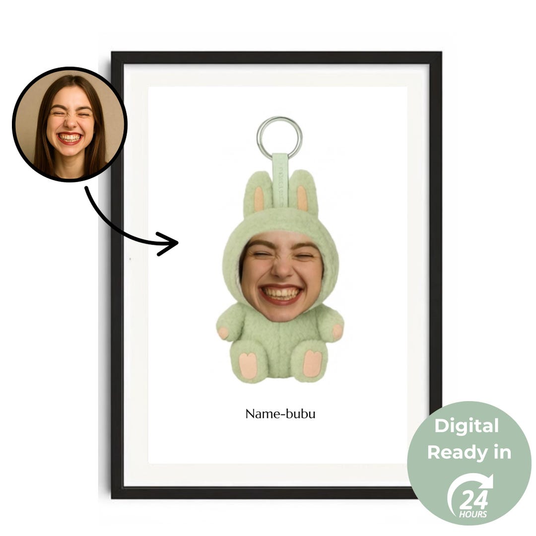 Custom Labubu Face Plush Portrait, Personalized Photo Doll Art ...