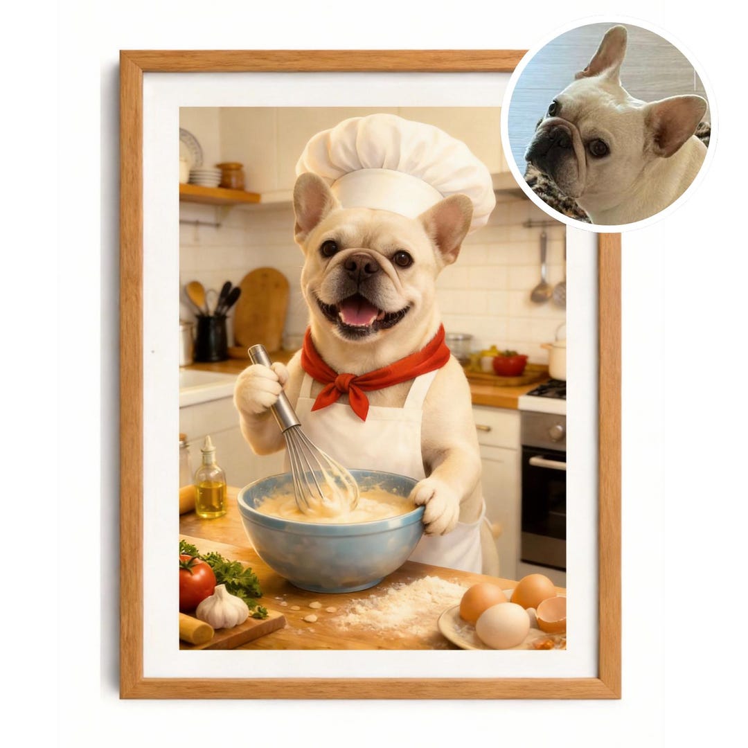 Custom Chef Pet Portrait | Funny Kitchen Dog or Cat Art (digital ...