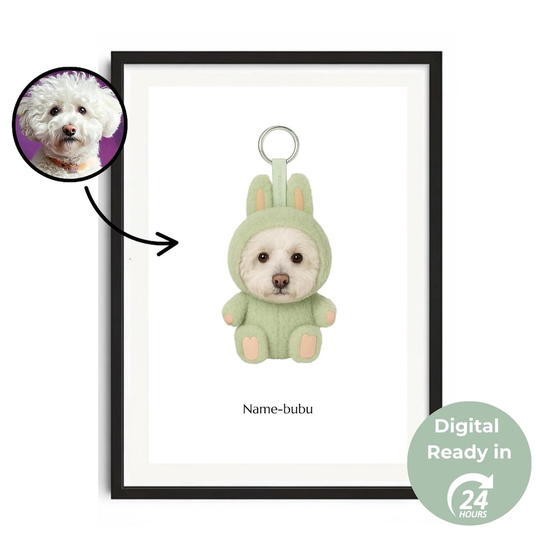 Custom Labubu Pet Portrait With Name | Personalized Pet in Costume From ...