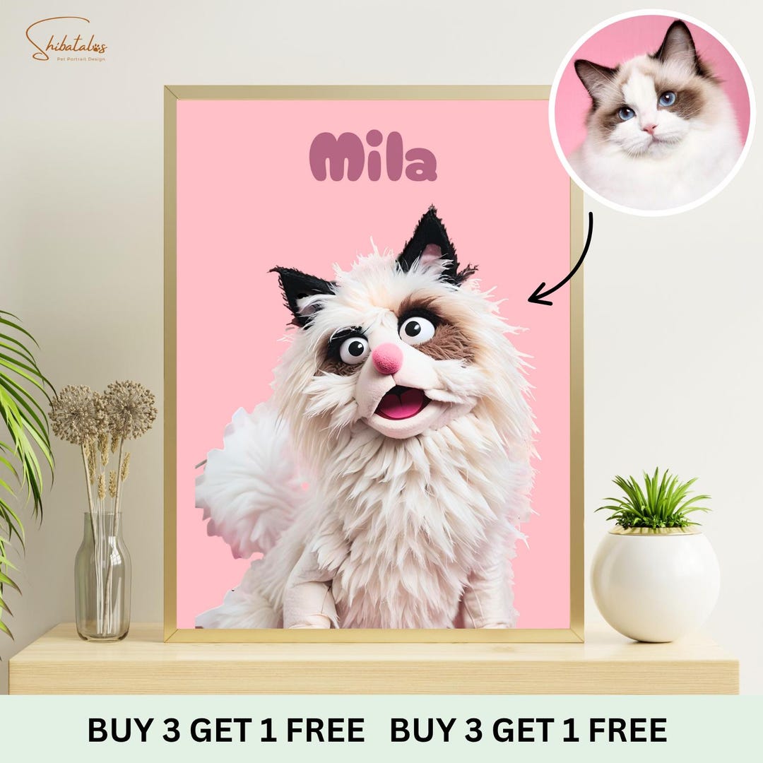 Ugly Puppet Pet Portrait, Custom Puppets Portrait, Funny Pet Holiday ...