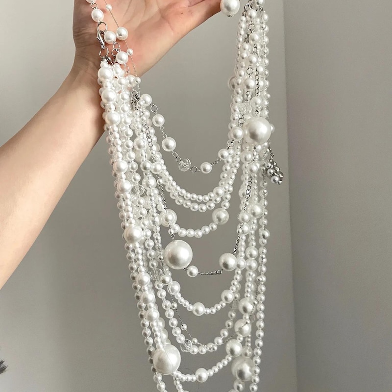 Multiple Pearl Layer Necklace - Etsy