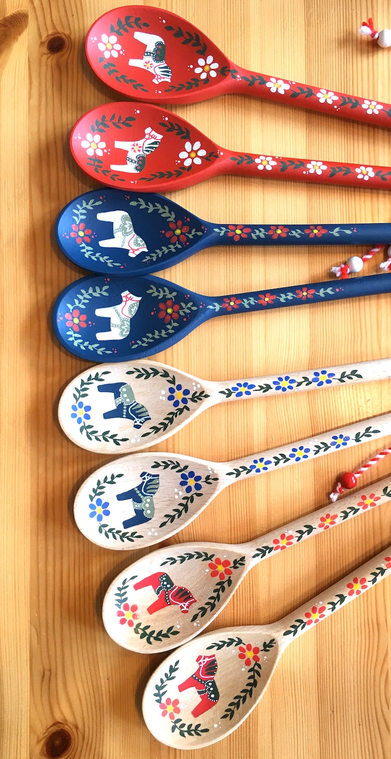 Swedish Spoons, Swedish Decor, Two Wooden Spoons, Dala Horse, Swedish ...