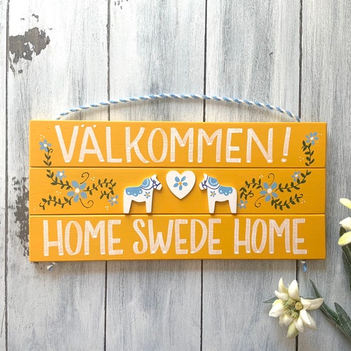 Swedish Valkommen Sign Scandinavian Decor Swedish Dala - Etsy