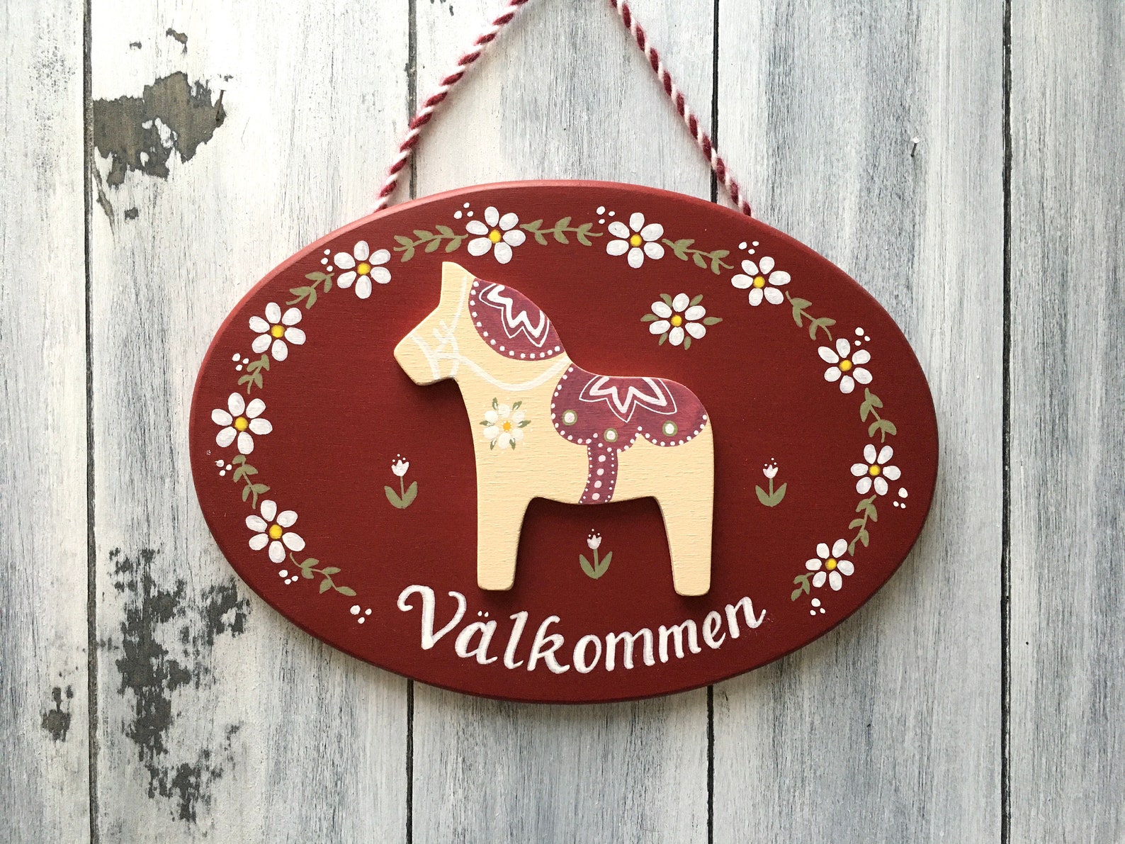 Swedish Welcome Sign Dala Horse Swedish Folk Art Swedish | Etsy