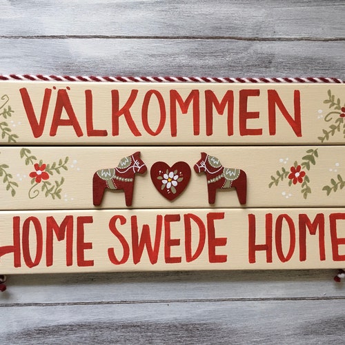 Swedish Valkommen Sign Swedish Gifts Scandinavian Decor - Etsy