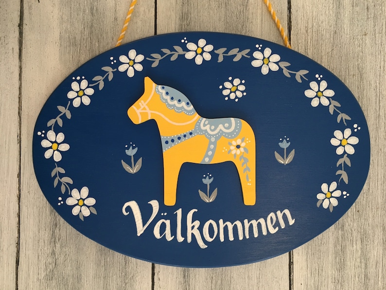 Swedish Welcome Sign Dala Horse Swedish Kitchen Sign - Etsy
