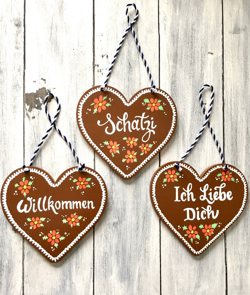 Letrero navideño alemán de 15 cm, diseño de corazón de pastel de ...