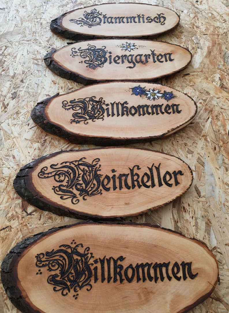 Willkommen Sign, Valkommen Sign, German Gifts, Wood Burned Sign ...