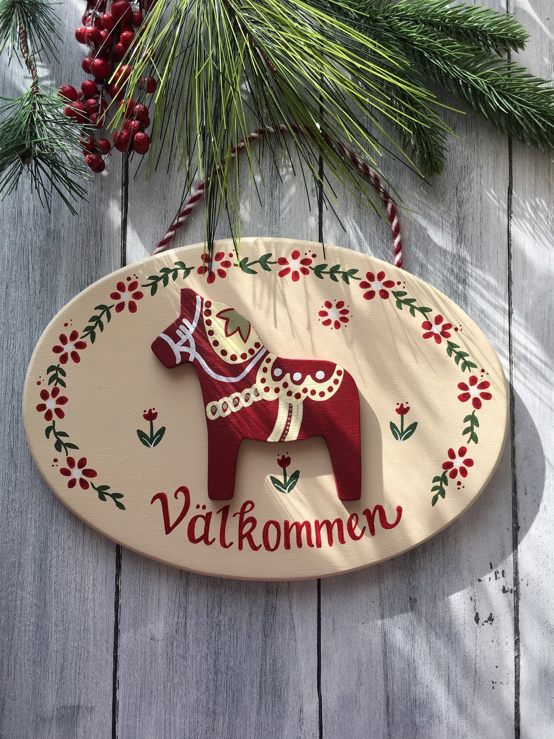 Swedish Welcome Sign Dala Horse Swedish Folk Art Swedish | Etsy