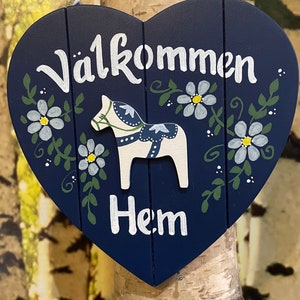 Swedish Valkommen Sign, Swedish Gifts, Scandinavian Decor, Swedish Dala ...