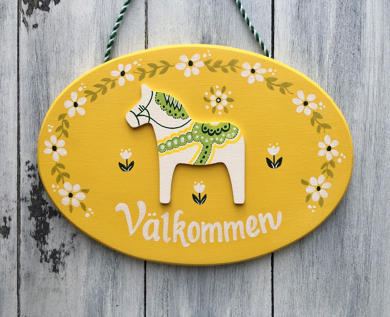 Swedish Welcome Sign Dala Horse Swedish Kitchen Sign - Etsy