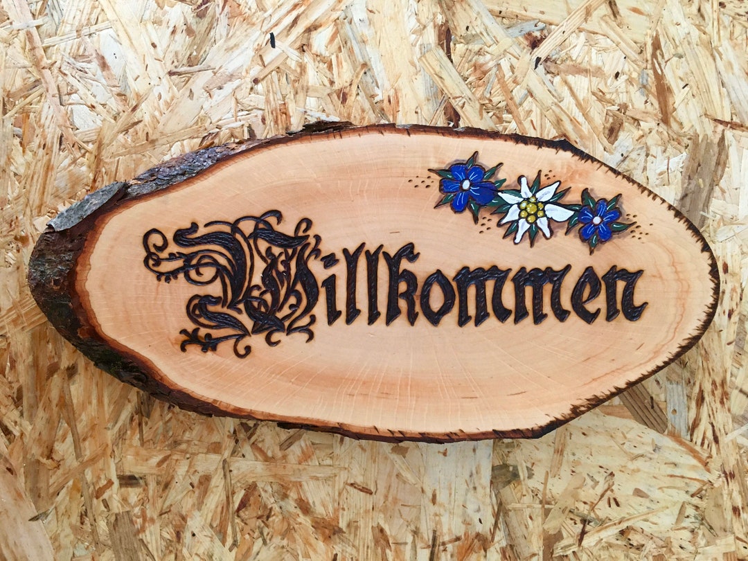 Willkommen Sign, German Gifts, Wood Burned Sign, Landhaus Deko, Wood ...