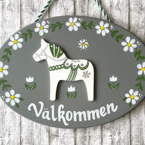 Swedish Welcome Sign, Dala Horse, Swedish Sign, Swedish Gifts, Swedish ...