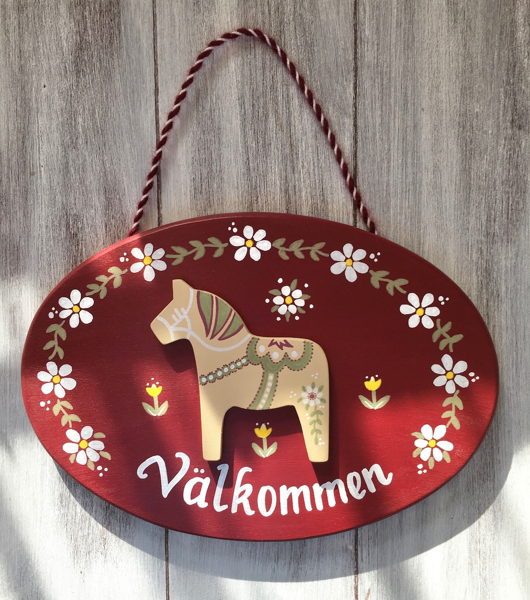Swedish Valkommen Sign, Dala Horse Decoration, Dala Sign, Swedish Sign ...