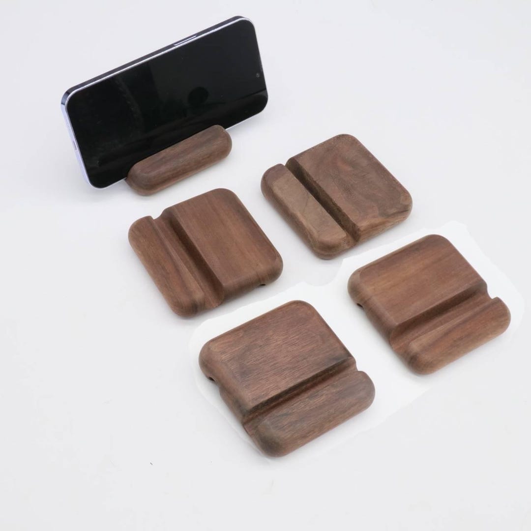 Elegant Walnut Wood Phone Stand - Handmade Wooden Smartphone Holder for ...
