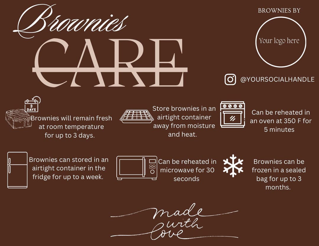 Brownies Care Guide Card Template I Canva Template I Cookie Thank You ...