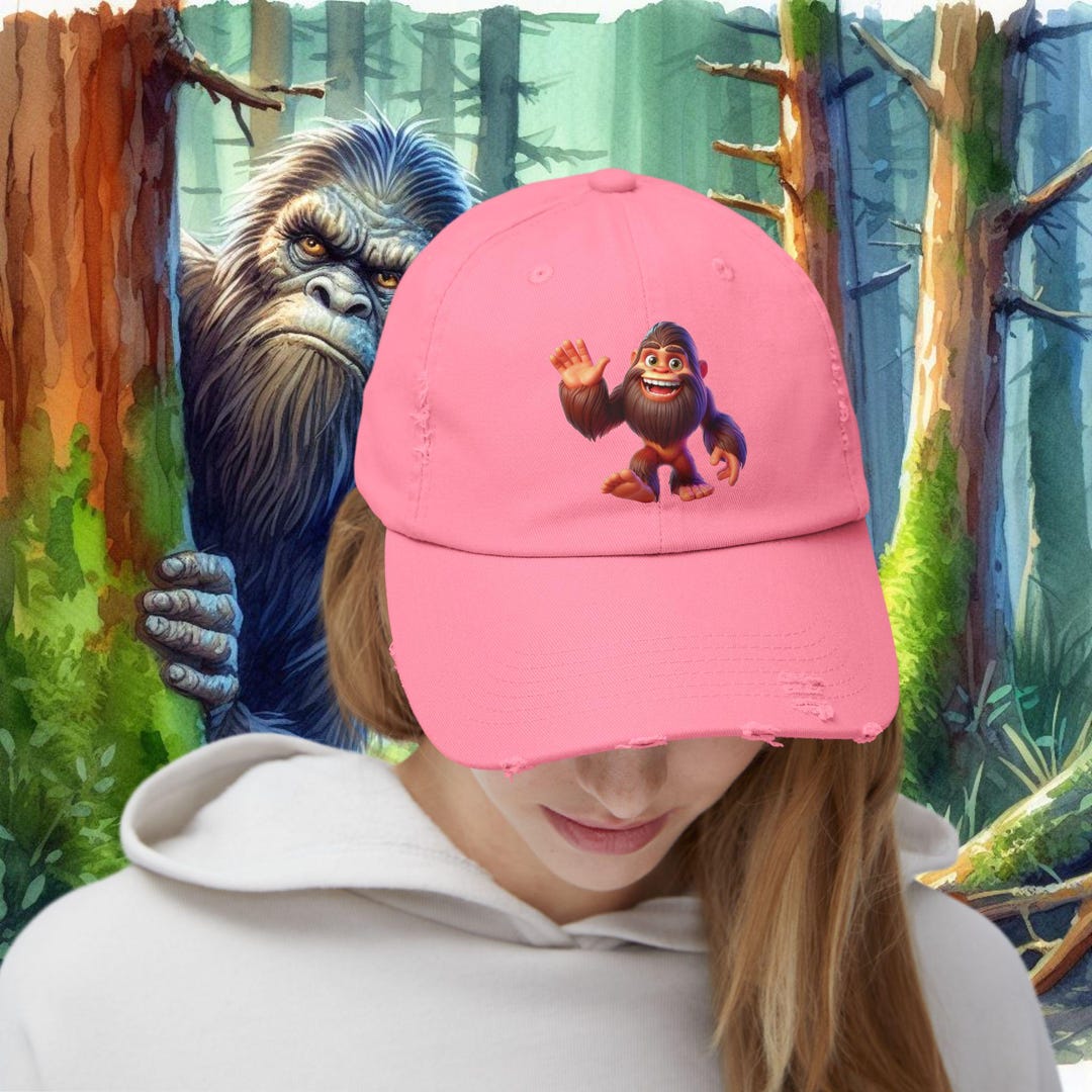 Bigfoot Hello Unisex Distressed Cap - Etsy