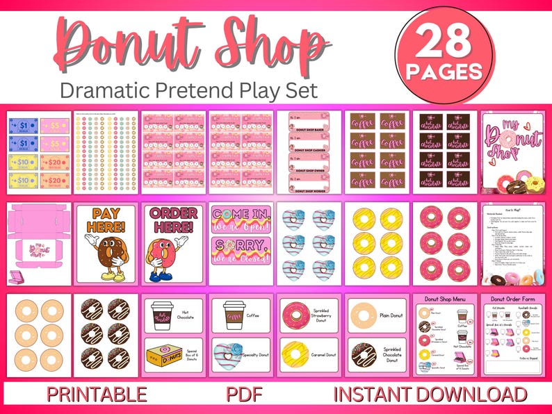 Pretend Play | Imaginative Play | Instant Download | Donut Shop ...