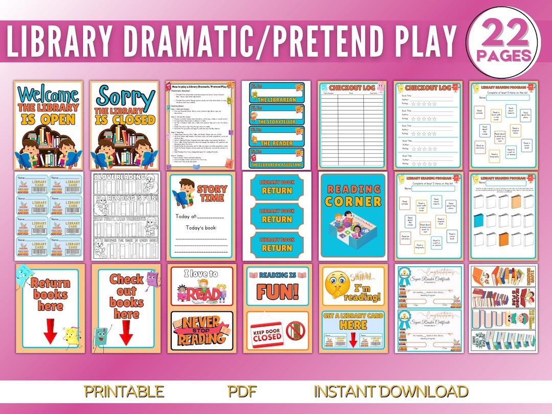 Library Pretend Play Printables / 22 Pages / Instant Download ...