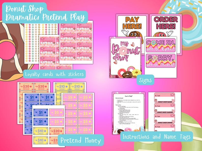 Pretend Play | Imaginative Play | Instant Download | Donut Shop ...