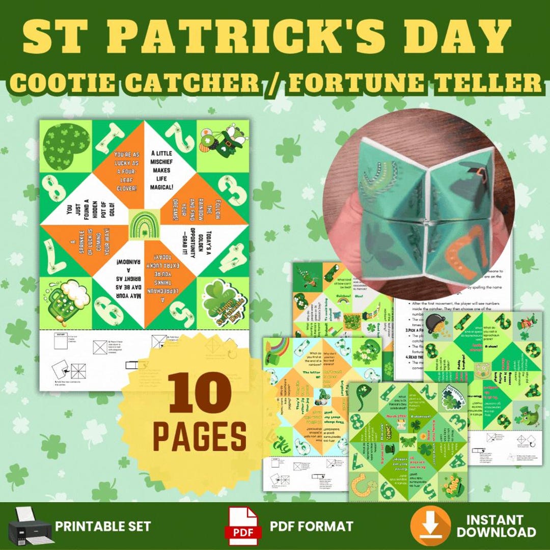 Cootie Catcher Fortune Teller Printable Games for Kids / St Patricks ...