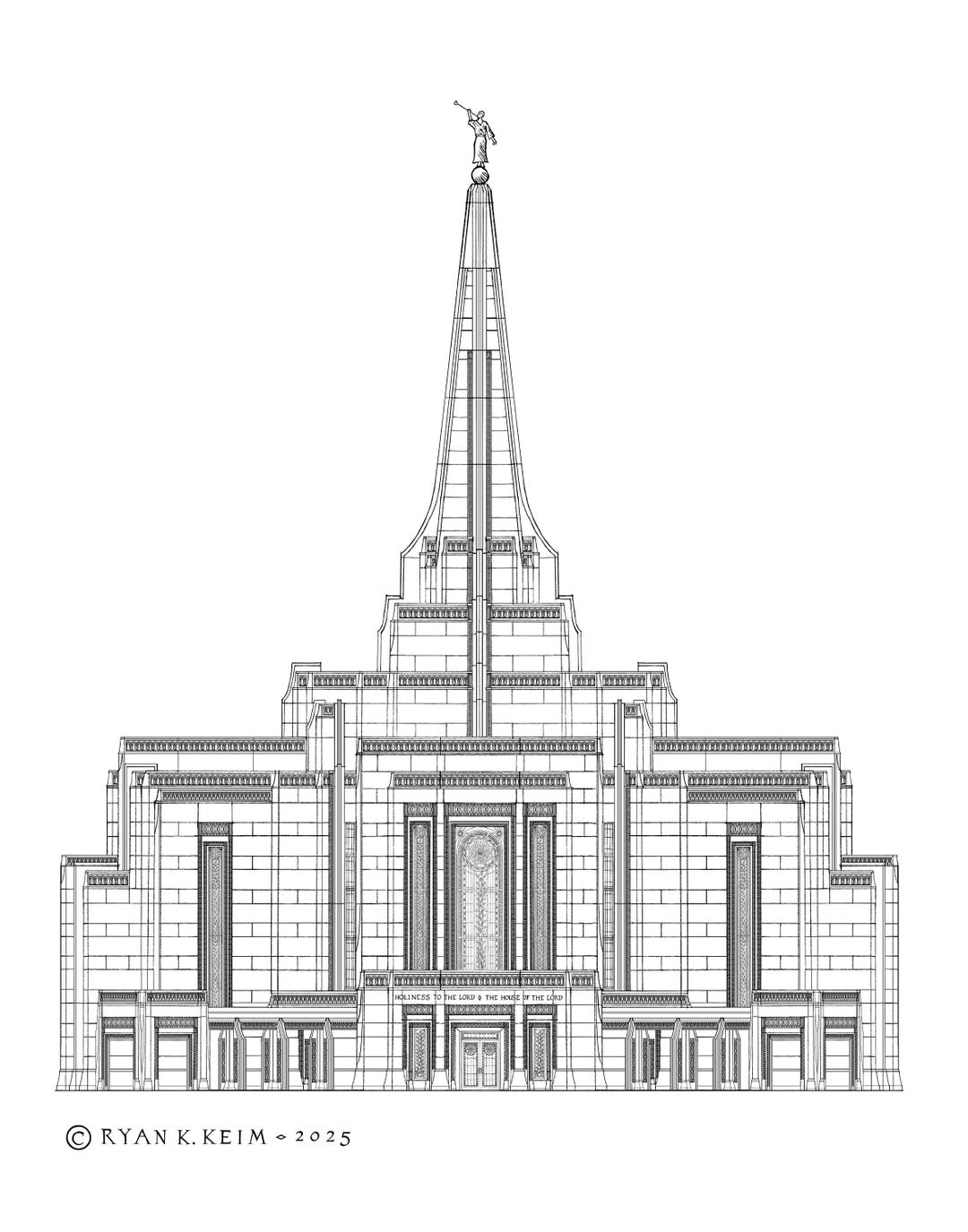 Gilbert LDS Temple Hand Drawn Line Art - Etsy