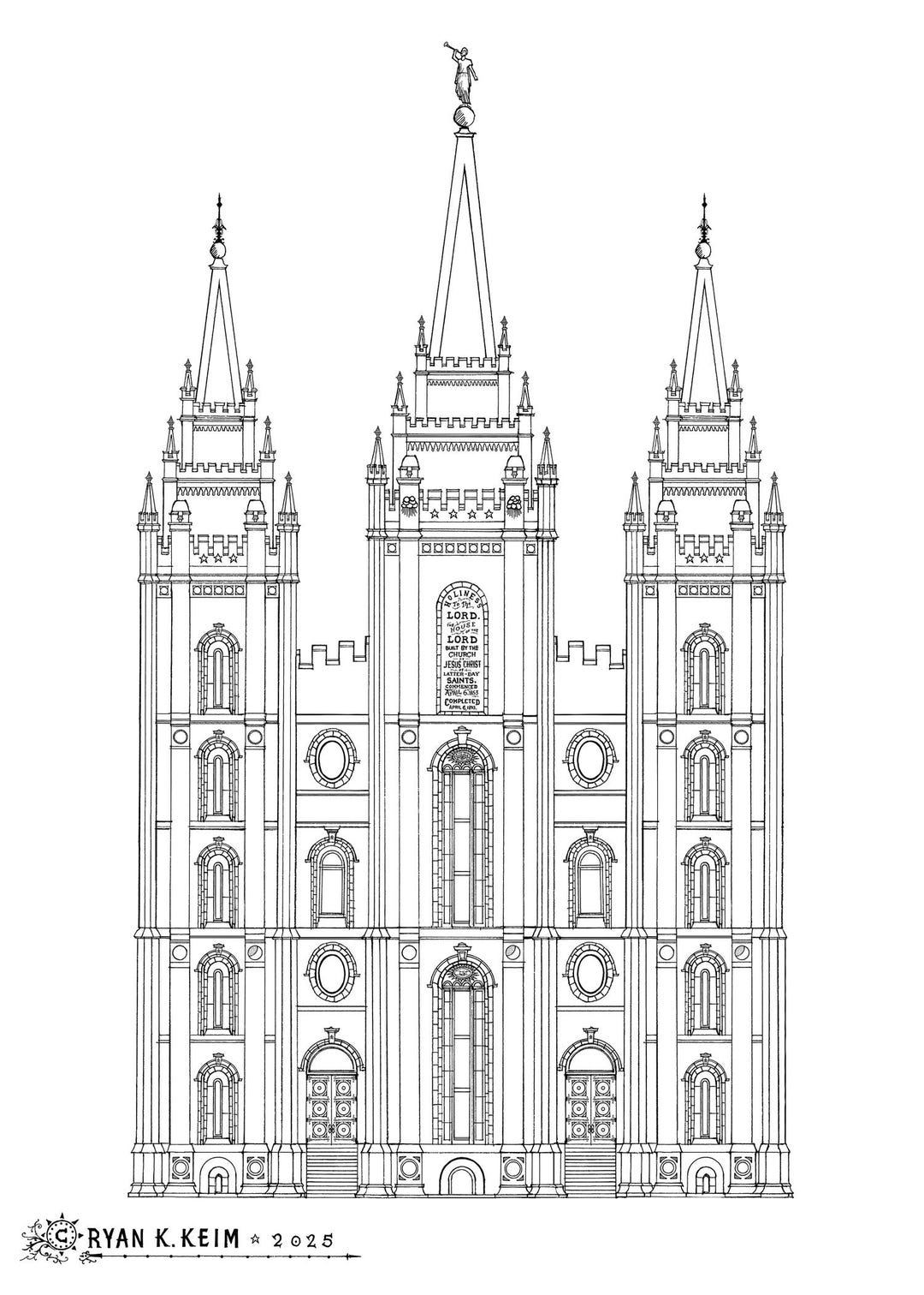 Salt Lake City LDS Temple Hand Drawn Line Art - Etsy