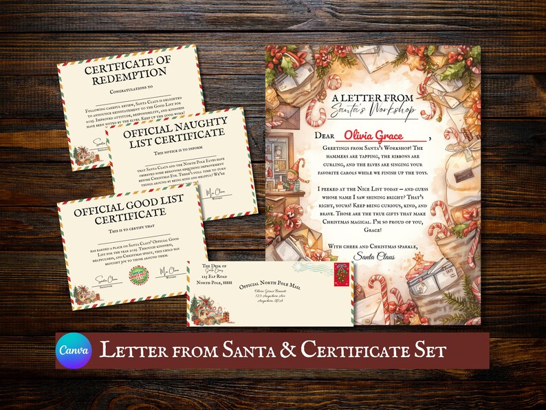 Editable Letter From Santa Bundle With Foldable Envelope, Santas ...